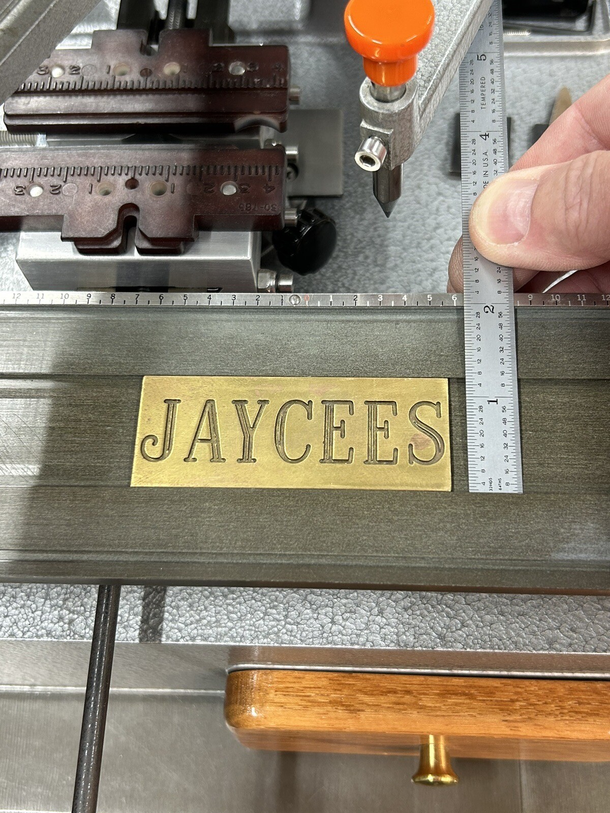 QTY 1 BRASS MASTER TEMPLATE FOR NEW HERMES ENGRAVER FONT TRAY JAYCEES ...