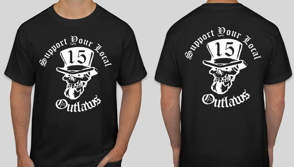 2 sided Support your local Outlaws Biker Motorcycle MC 15 t shirt ...