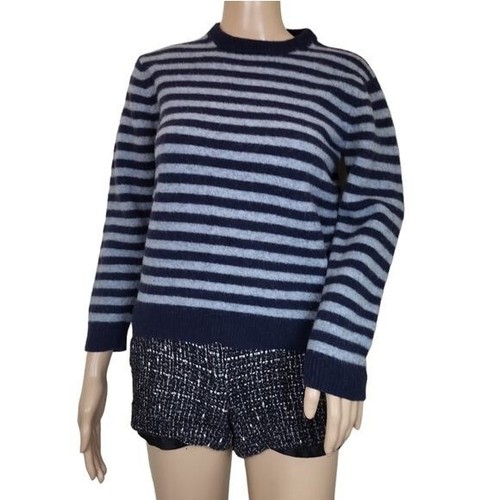 Bossini Navy Blue PURE Lambswool Striped Sweater Large L Ugly Geek | eBay