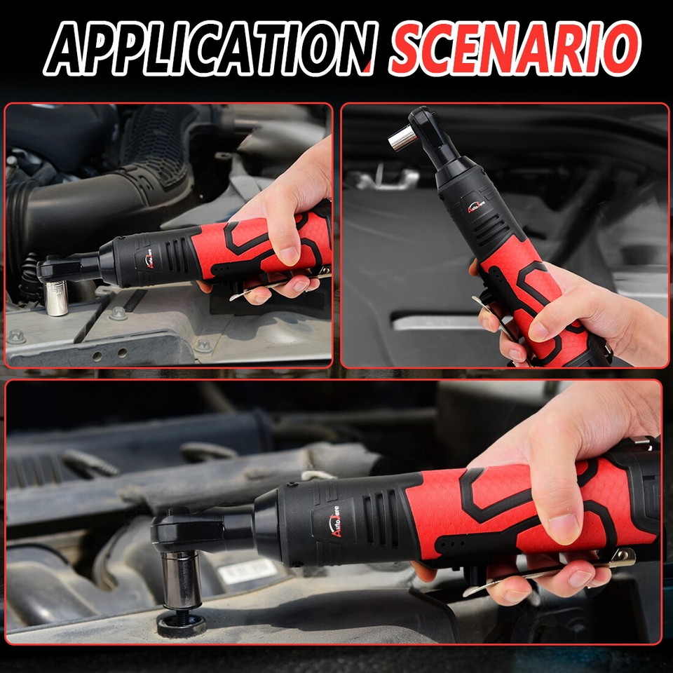 18V Electric Cordless Ratchet 3/8"Right Angle Wrench Impact Power Tool ...