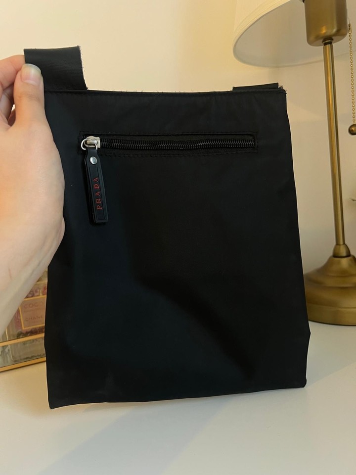 GENUINE PRADA MEN's SIDE BAG BLACK In Used Condition made in ITALY ...