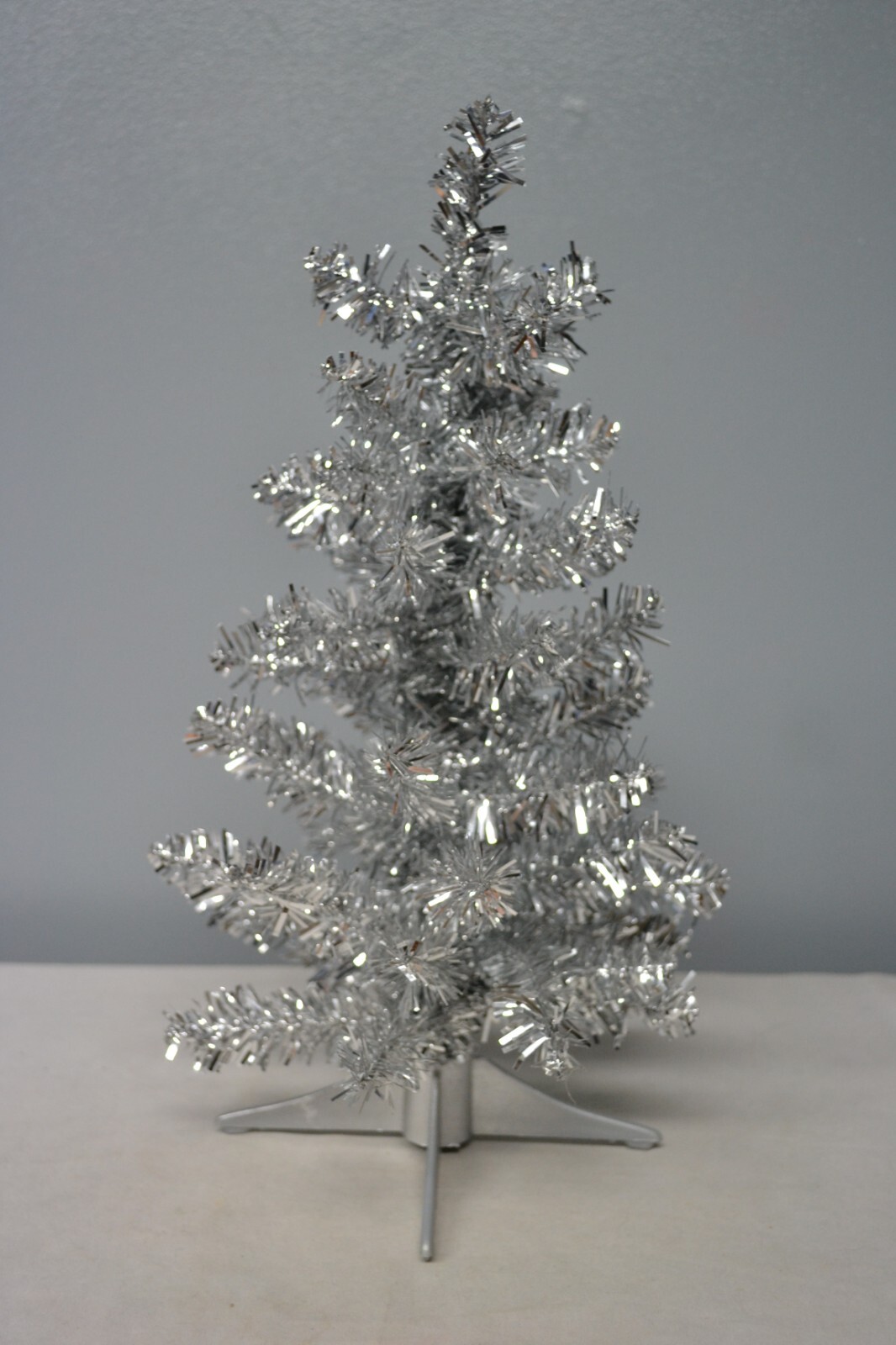Silver Tinsel Tabletop Christmas Tree 15 inches Tall | eBay