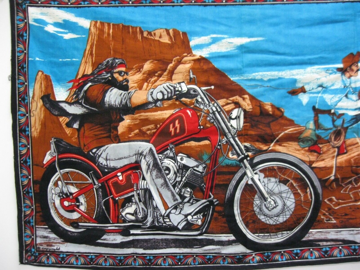 David Mann Ghost Rider VINTAGE DAVID MANN Ghost Rider Tapestry Fabric