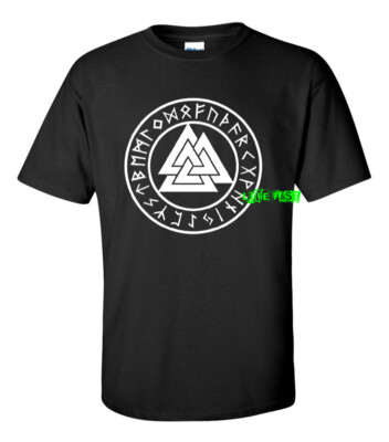 VALKNUT TRIANGLE RUNE SYMBOL T SHIRT asatru odin thor tyr viking norse ...