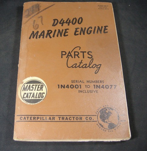 Caterpillar CAT D4400 Marine Engine Parts Manual Book List S/N 1N4001 ...
