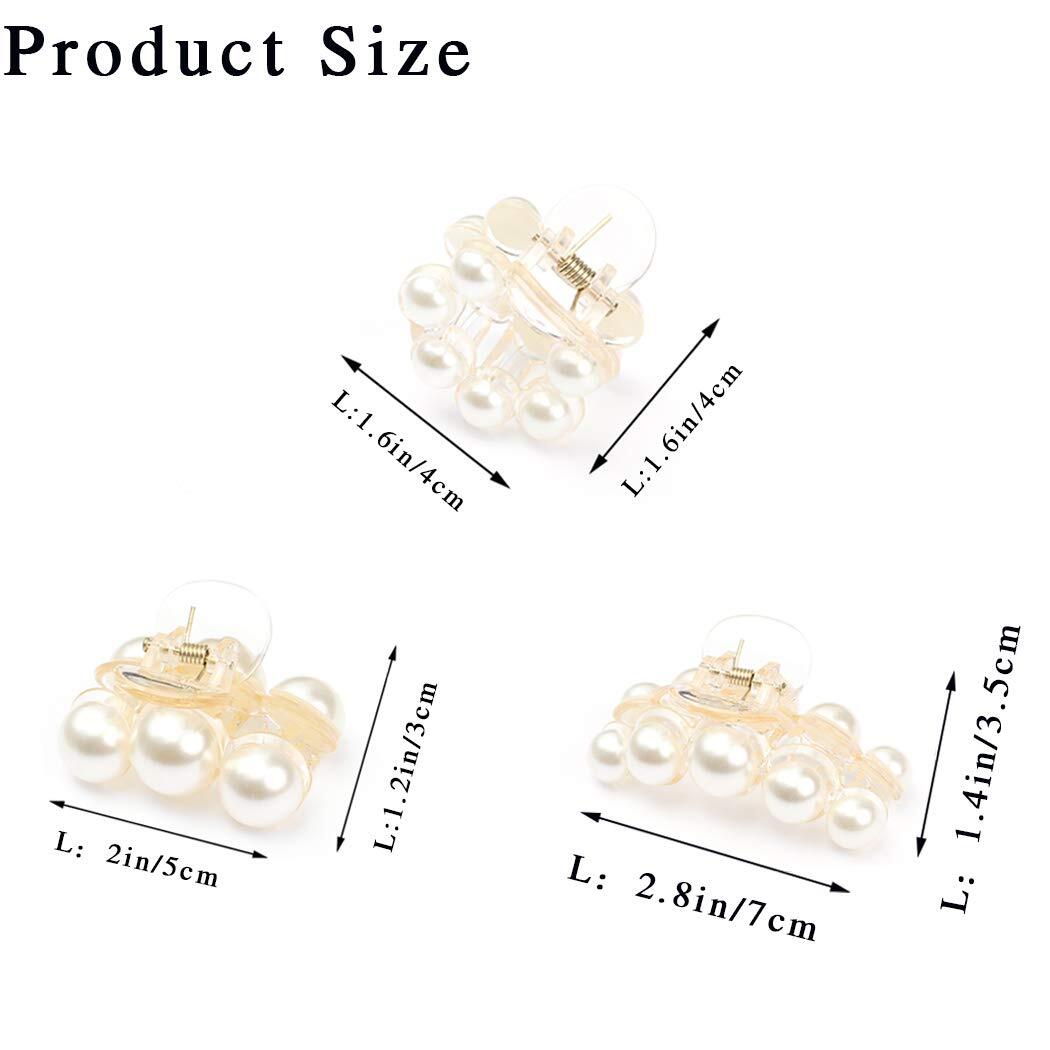 3Pcs Hair Claw Clamps Pearl Barrettes Non Slip Clips Accessories for ...