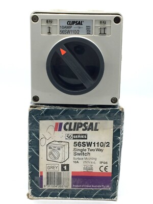 Clipsal Surface Switch 56SW110/2 Single Pole Two-way 10A 250V AC Old ...