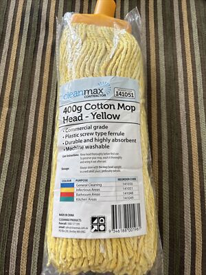CLEANMAX CONTRACTOR 400G COTTON MOP HEAD COMMERCIAL CLEANING Acc662 ...