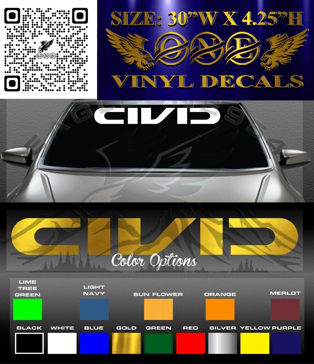 JDM Windshield Vinyl Decal Racing Sticker WHITE COLOR #2111 | eBay