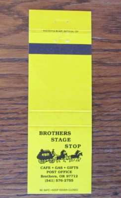 STAGECOACH MATCHBOOK COVER: BROTHERS STAGE STOP BROTHERS OR EMPTY ...