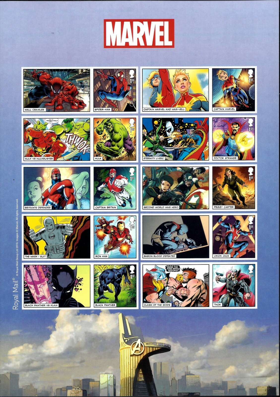 GB 2019 MINT MARVEL PRESENTATION PACK 568 STAMPS SHEET SMILER RETAIL ...