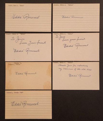 EDDIE ROMMEL 7 Autograph Vintage Signed 3x5s 1929 & 1930 Champion A's ...
