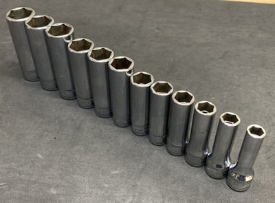 Snap-on Tools 12pc 3/8" Flank Dr Deep Metric 6pt 8-19mm Socket Set MM ...
