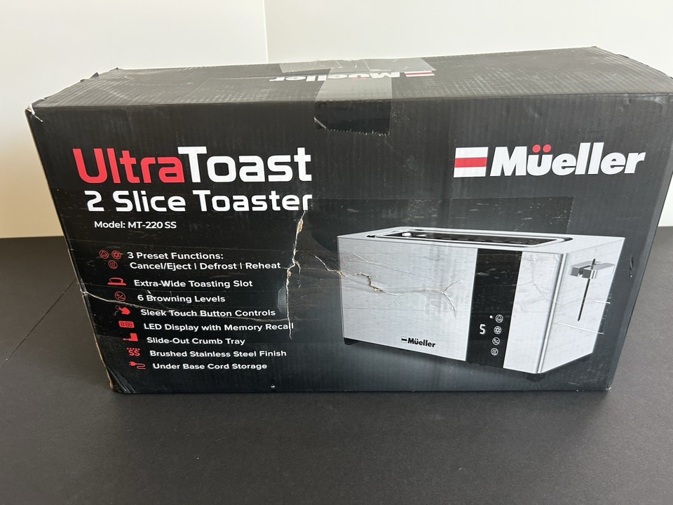 Mueller UltraToast Full Stainless Steel Toaster 2 Slice, Long Extra ...