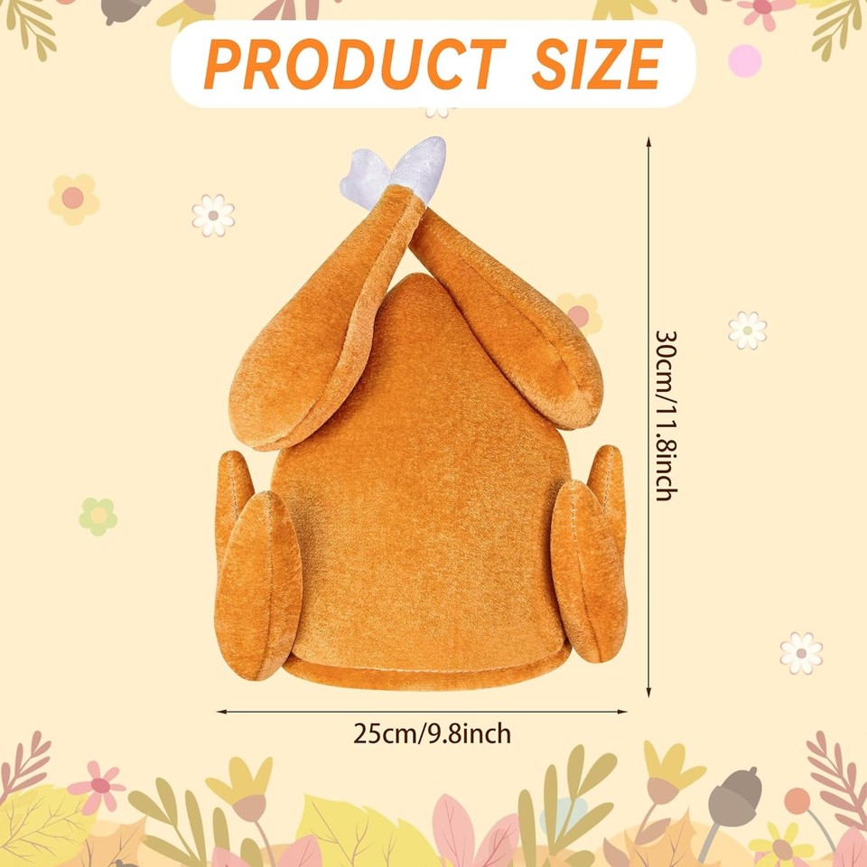 2PCS Thanksgiving Roasted Turkey Hat for Adults, Women, Men - Turkey ...