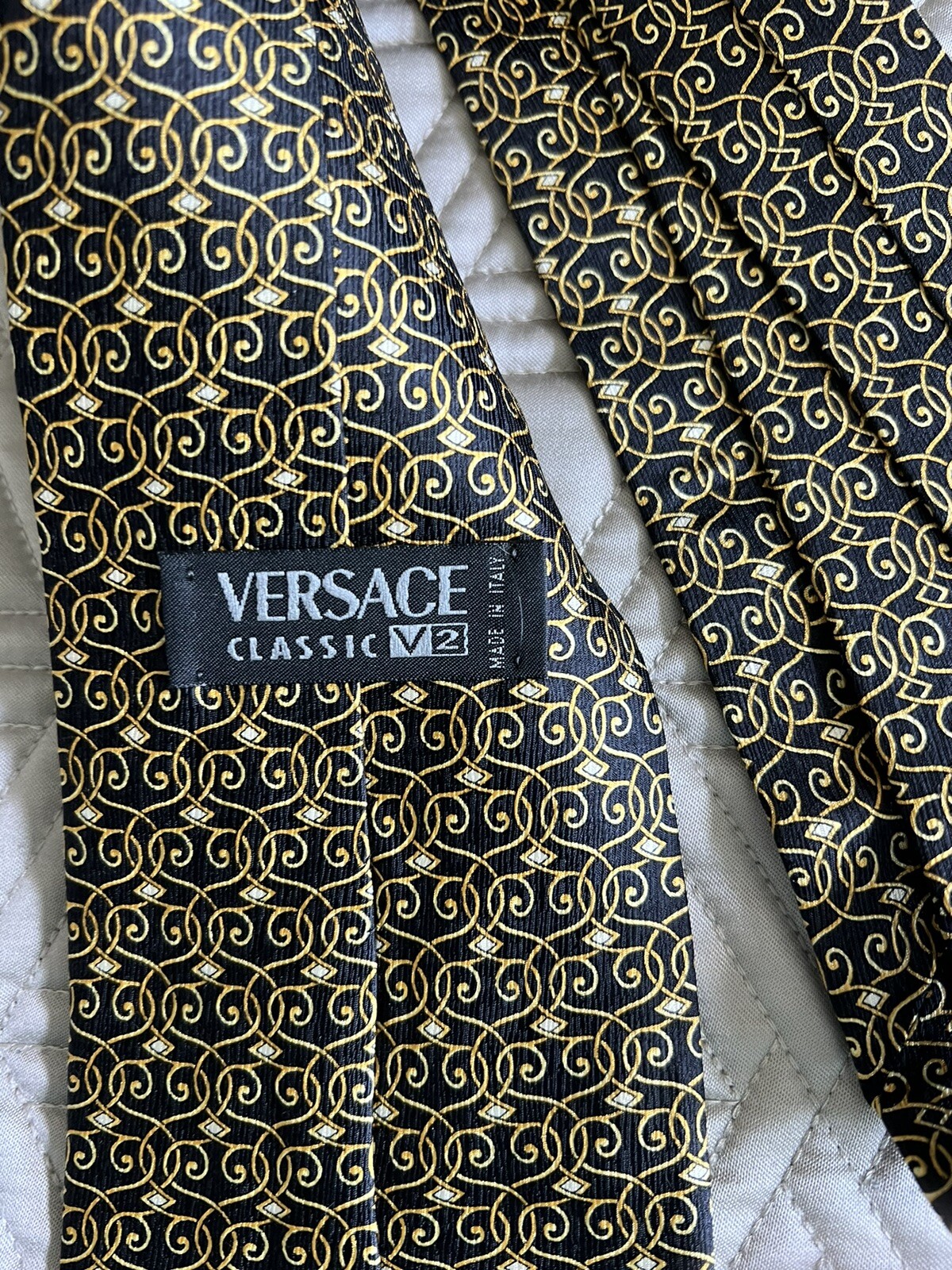 Versace neck ties for men black/yellow/gold EUC | eBay