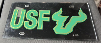 Used USF SOUTH FLORIDA Bulls Tampa Bay / Green Mirrored License Plate ...