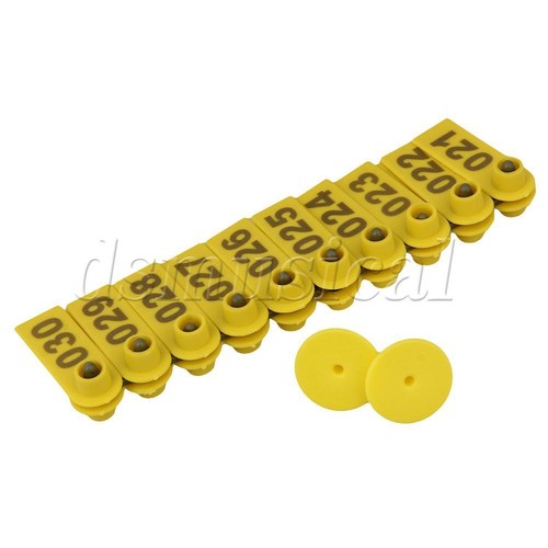 100 Pcs Goat Sheep Pig Cattle Beef Plastic Livestock Ear Tag Number ...
