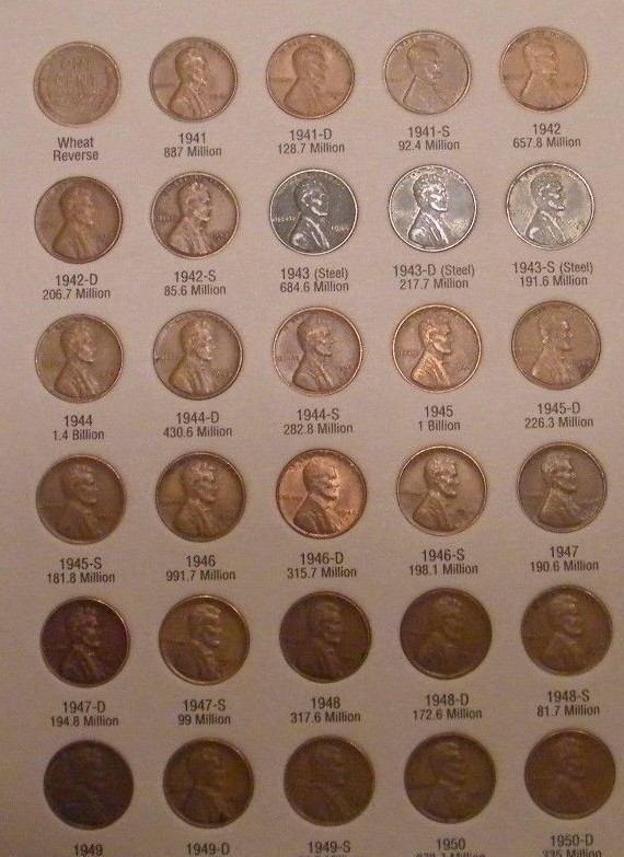Complete Lincoln Wheat Penny Cent Collection Harris Album 1941 - 1958 P ...
