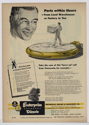1953 Enterprise Engine & Machinery Co. Ad: Enterprise Diesels for Oil ...