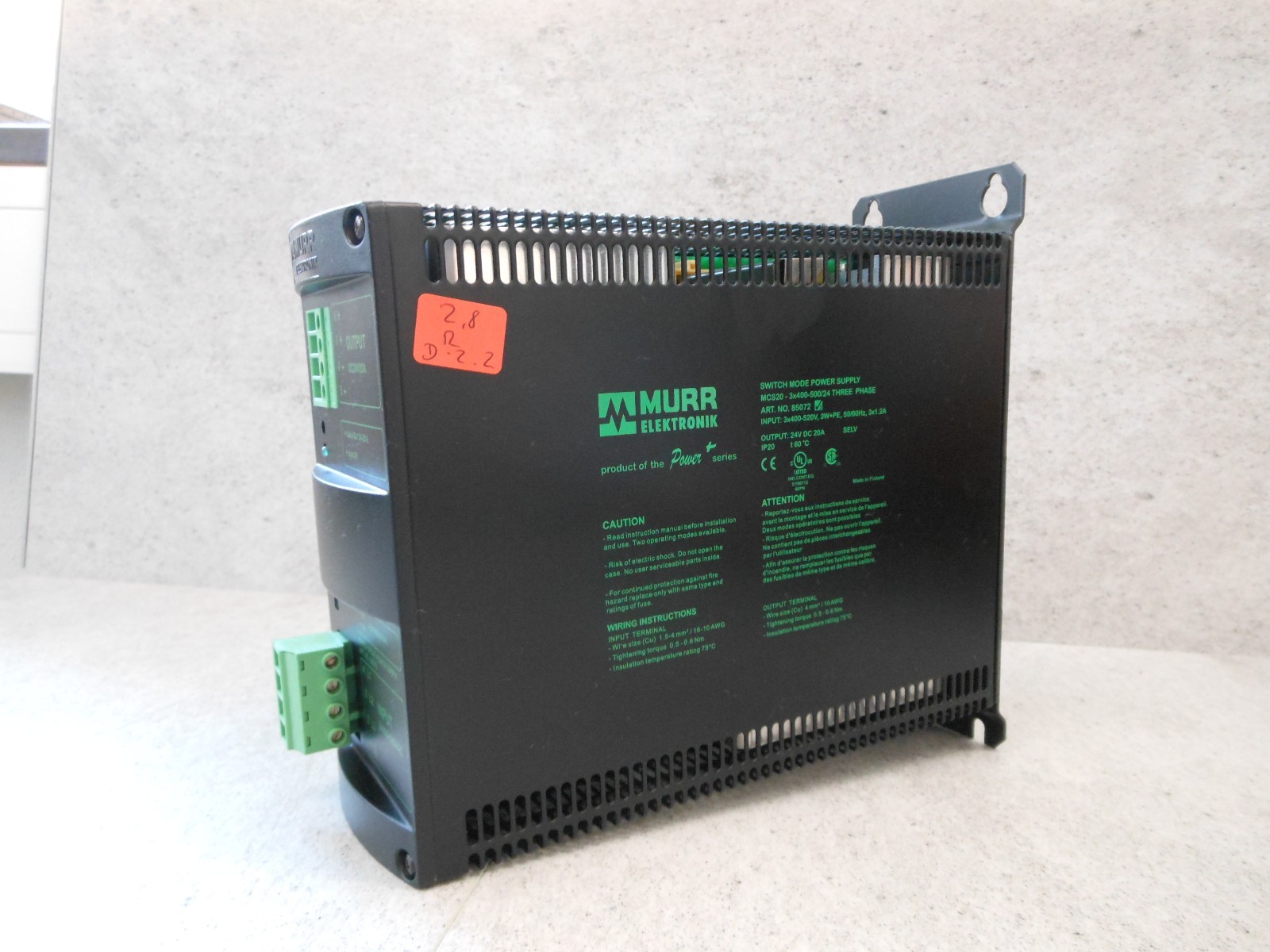 Murr Elektronik Power Supply MCS20-3x400/24 Three Phase, Art. No ...