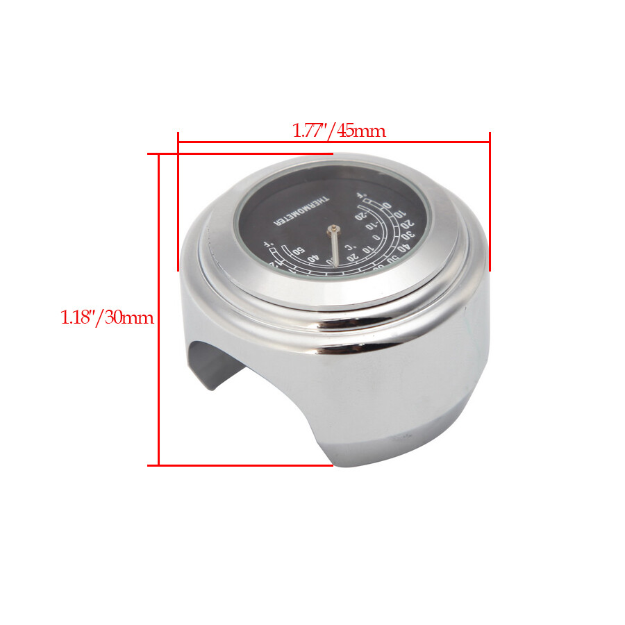 Motorcycle Thermometer 7/8" 1" Handlebar Chrome Universal Fit Honda BMW ...
