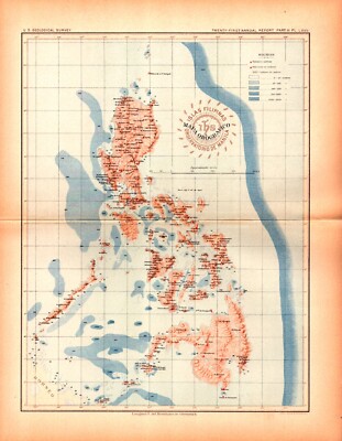 PHILIPPINES, VOLCANOES, MAPA OROGRAFICO Antique original map 1901 | eBay