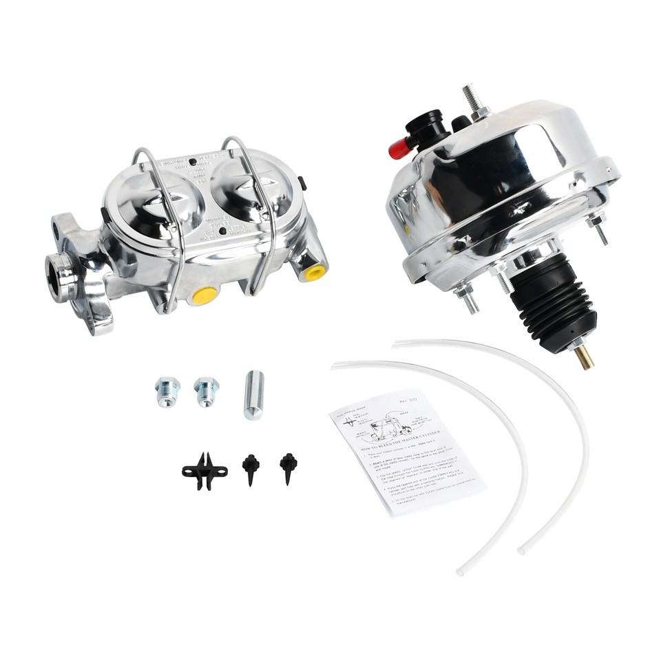 Chrome 7" Street Hot Rod Power Brake Booster & Master Cylinder Brakes ...