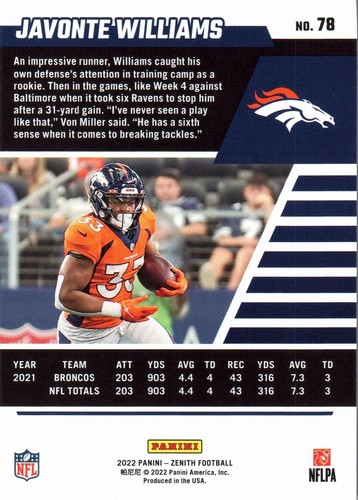 2022 ZENITH FOOTBALL COURTLAND SUTTON DENVER BRONCOS SMU MUSTANGS #79 ...