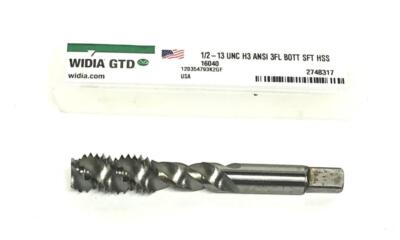 Widia GTD 1/2-13 UNC H3 ANSI 3FL Bottom Spiral Flute Tap HSS 16040 NOS | eBay