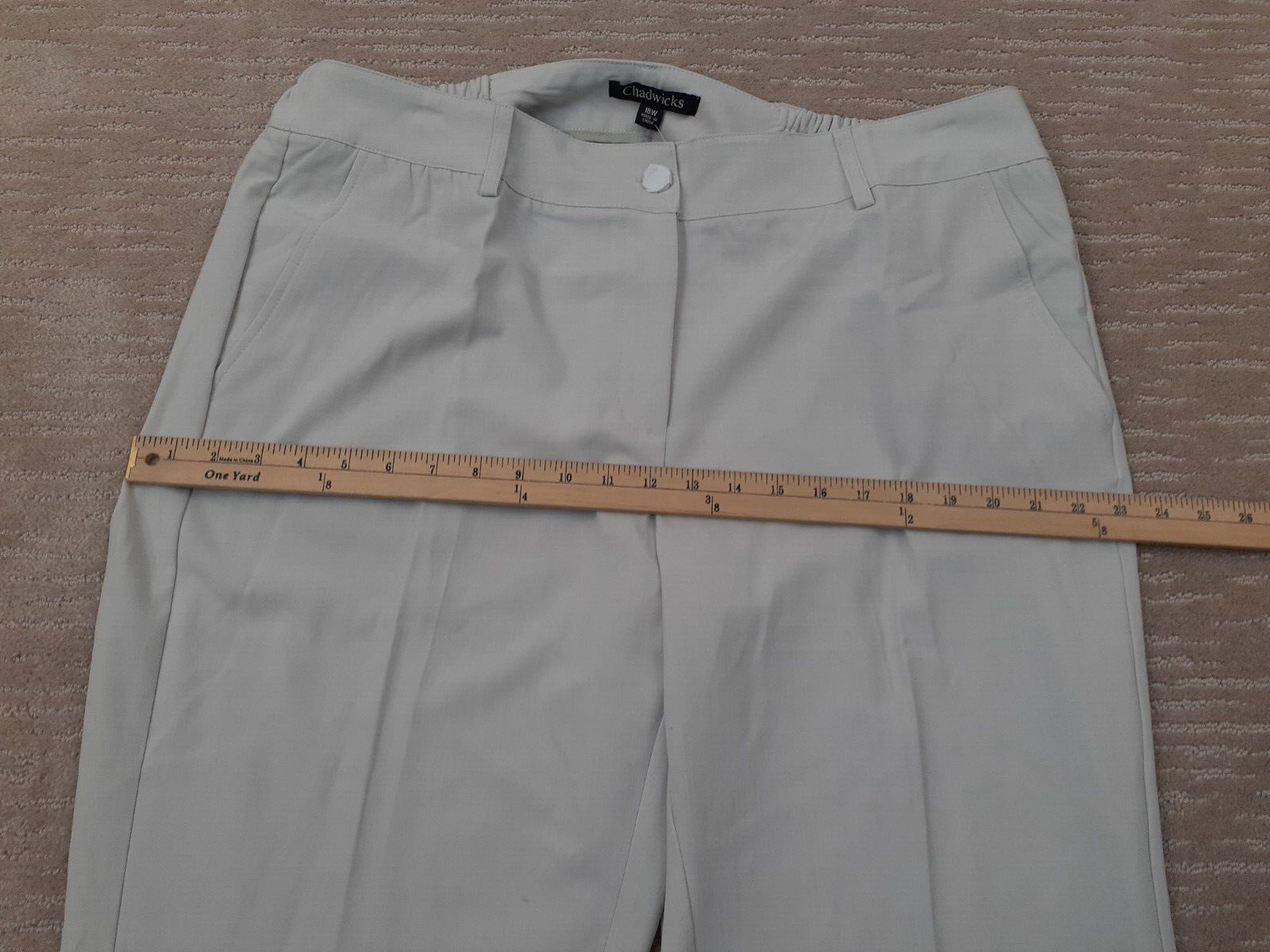 Chadwicks Pants Womens 18W Beige Pleat Front Straight Leg High Rise ...