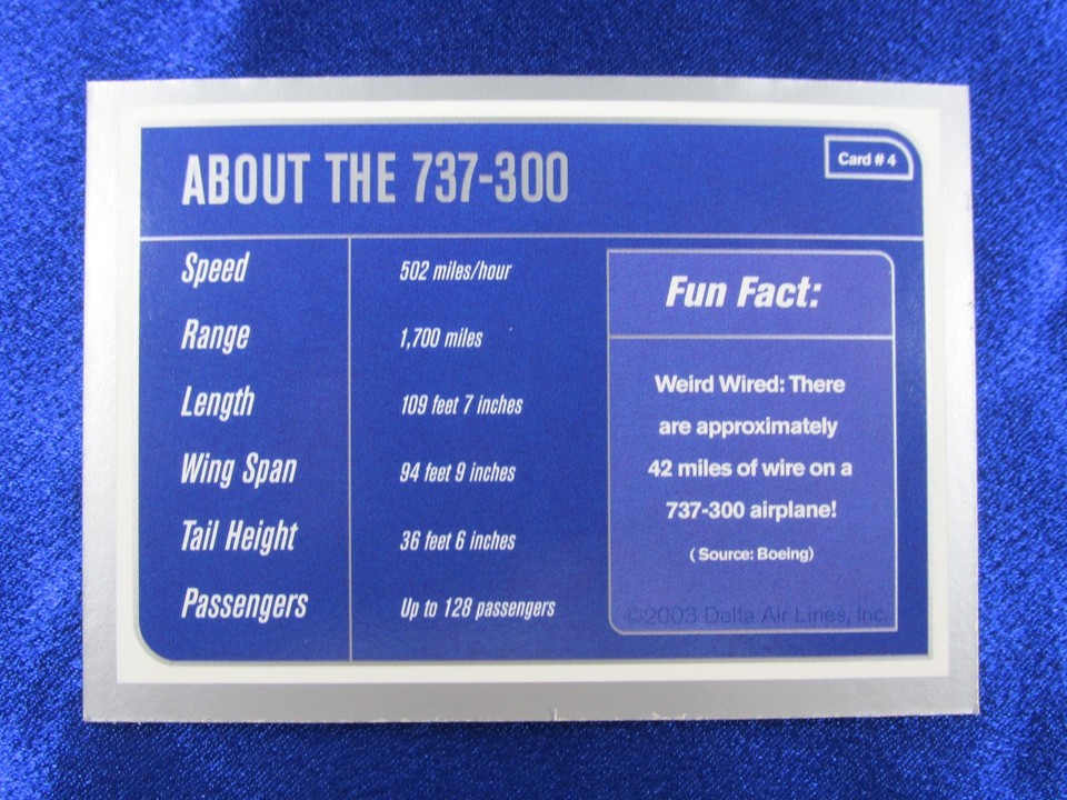 2003 Delta Airline Pilot Trading Card #4 Boeing 737-300 | eBay