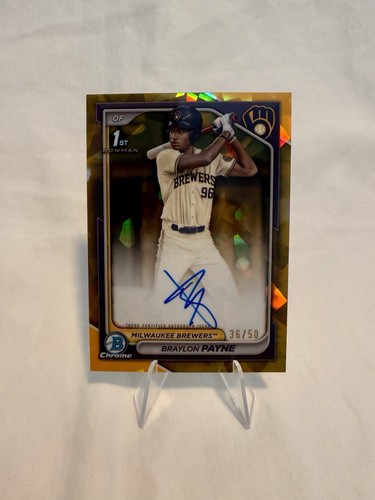 2024 Bowman Draft Sapphire Braylon Payne Gold Sapphire Auto /50 Brewers ...