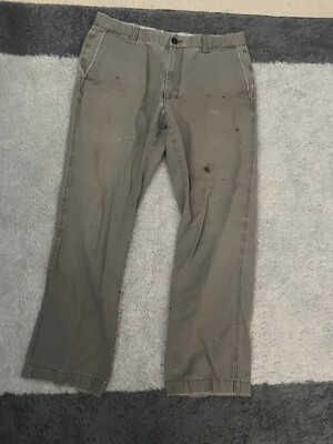 Gray Dockers Straight Fit Flat Front Fit 100% Cotton W36 L32 Heavily ...