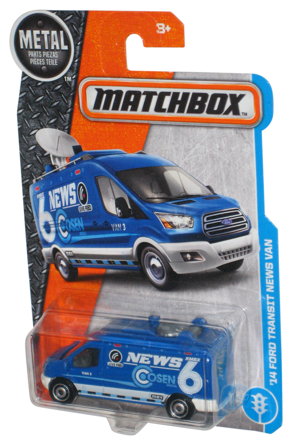 Matchbox Blue (2016) Mattel '14 Ford Transit News Van Toy 9/125
