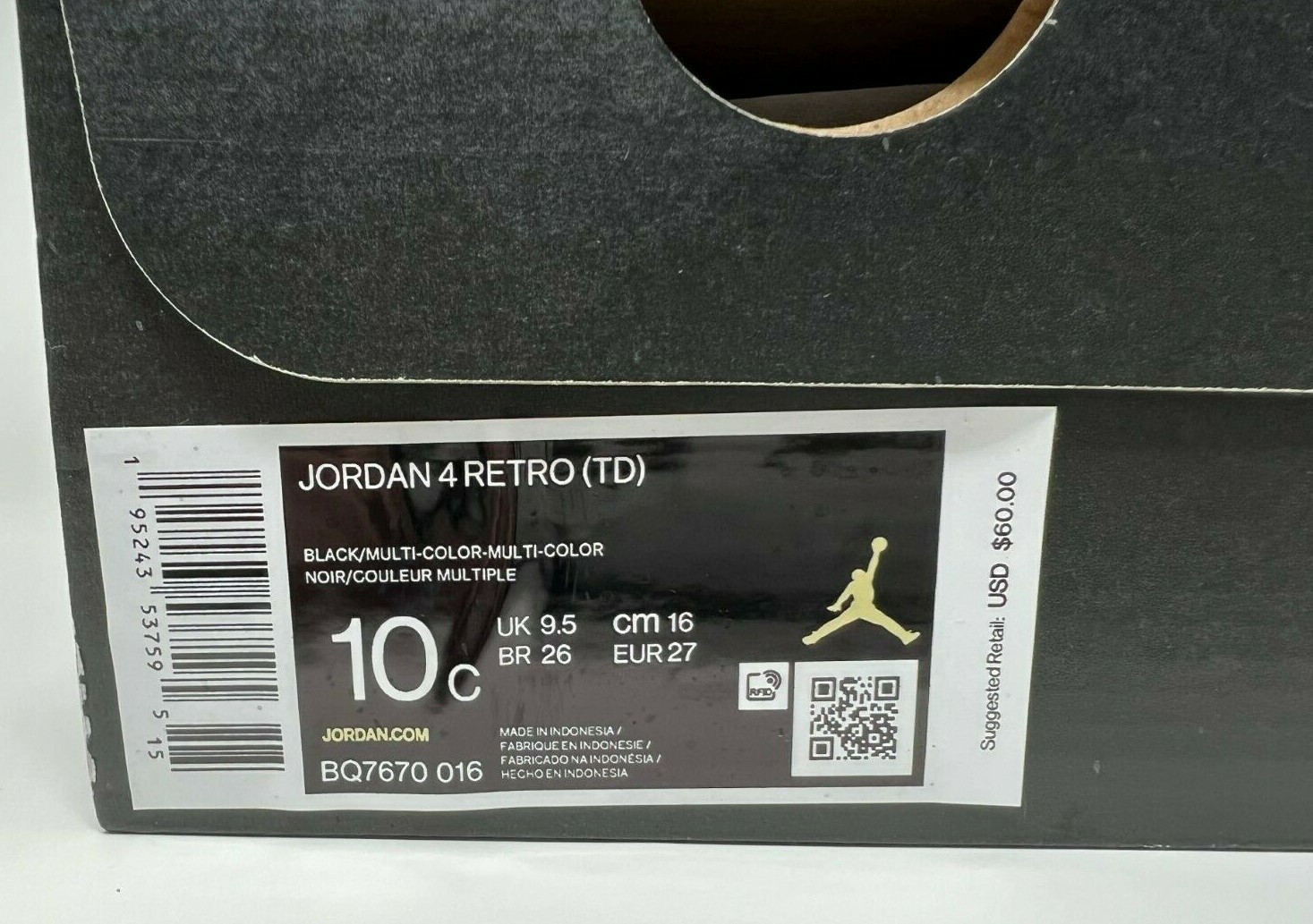 Nike Air Jordan Retro IV 4 TD Red Thunder 2022 Baby Toddler Size 10c ...