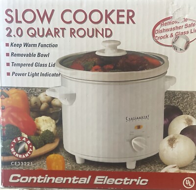 Continental Electric Slow Cooker 2Quartz, Removable Crock Dishwasher ...