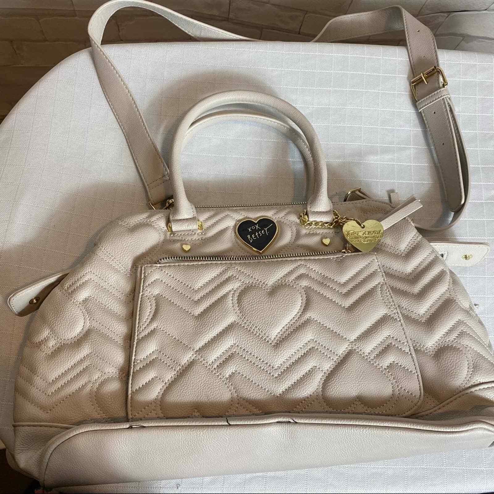 Betsey Johnson Quilted Heart Purse Cross Body Strap - Gem