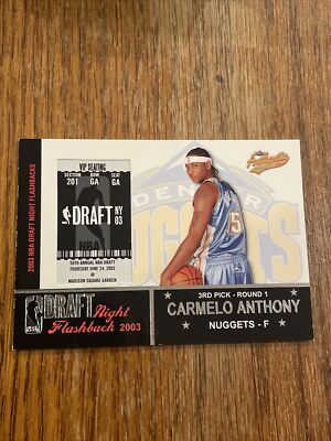 Carmelo Anthony Fleer Authentix 04-05 2004 Draft Night Flashback Rookie ...