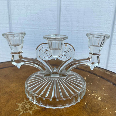 Vintage Jeannette Cosmos Pressed Glass 3 Candle Candelabra | eBay