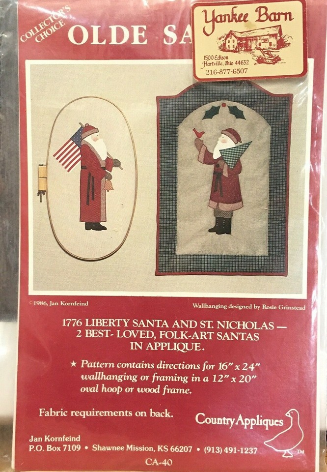 Olde World Santa Series Christmas Wall Quilt & Pillow Applique Patterns ...