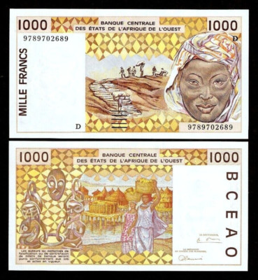 West African States MALI 1000 FRANCS P-411 D 1997 UNC WAS World ...