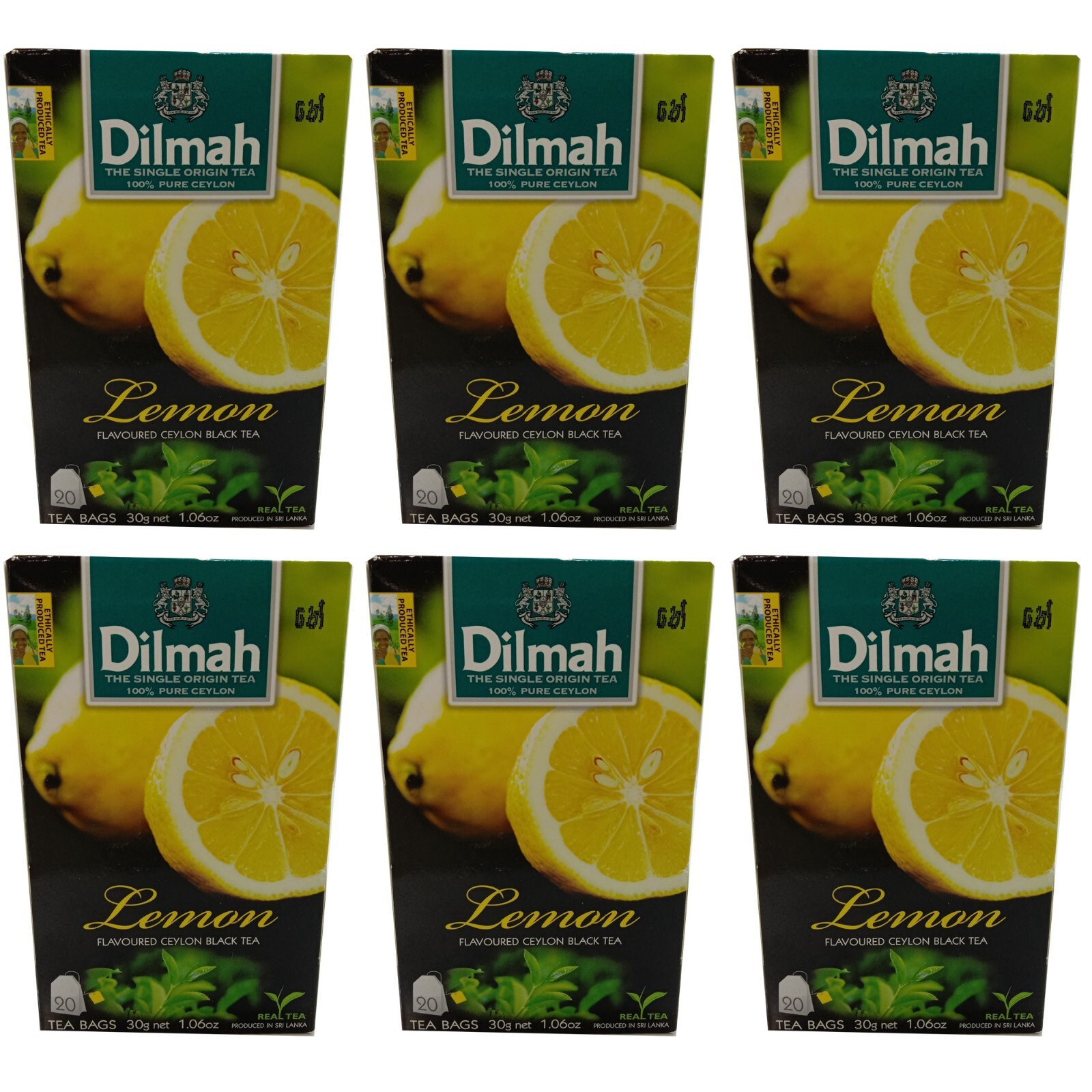 Dilmah Lemon Fun Flavored Garden Fresh Ceylon Black Tea 20 Tea Bags X 6 ...