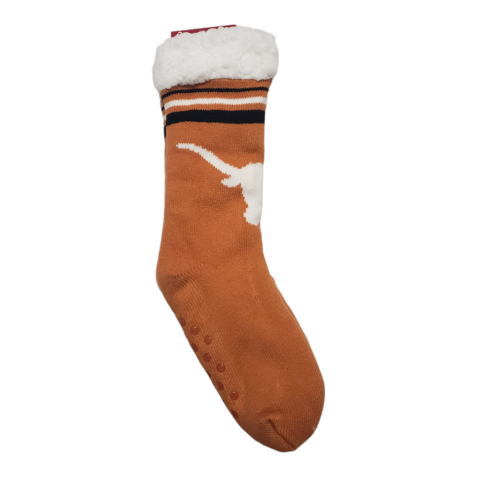 Texas Longhorns UT NCAA FOCO Women Footy Sherpa Sock Slippers Orange ...
