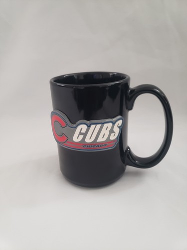 Chicago Cubs 15 oz Black Ceramic Mug Raised Logo | eBay