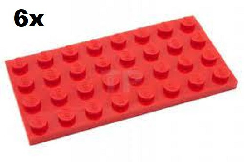 LEGO RED PLATE LOT / SIZE 4x8 / QTY 6x / Part #3035 / Element #303521 ...