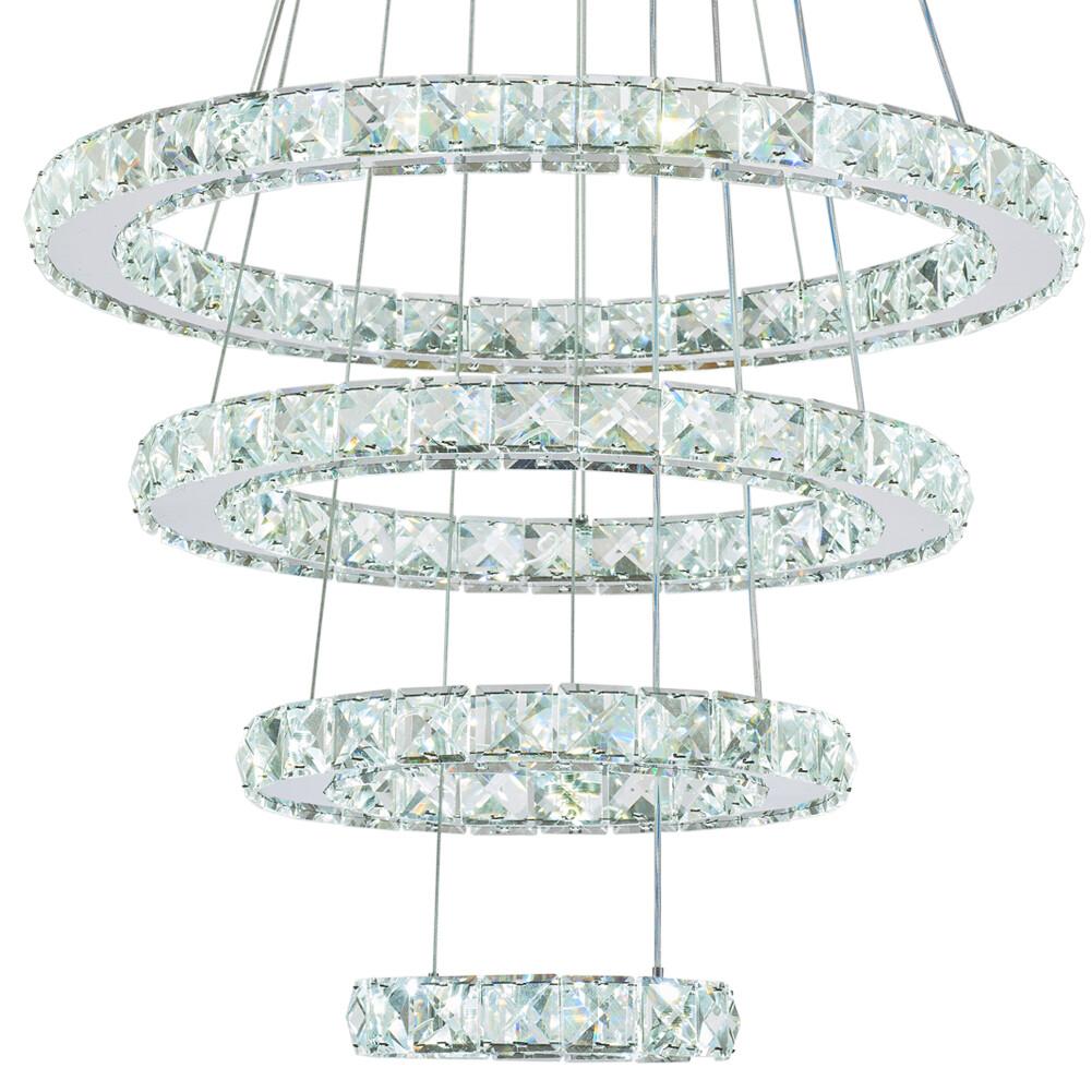 Modern LED Chandelier Crystal 3 Ring Chandelier LED Pendant Light for ...