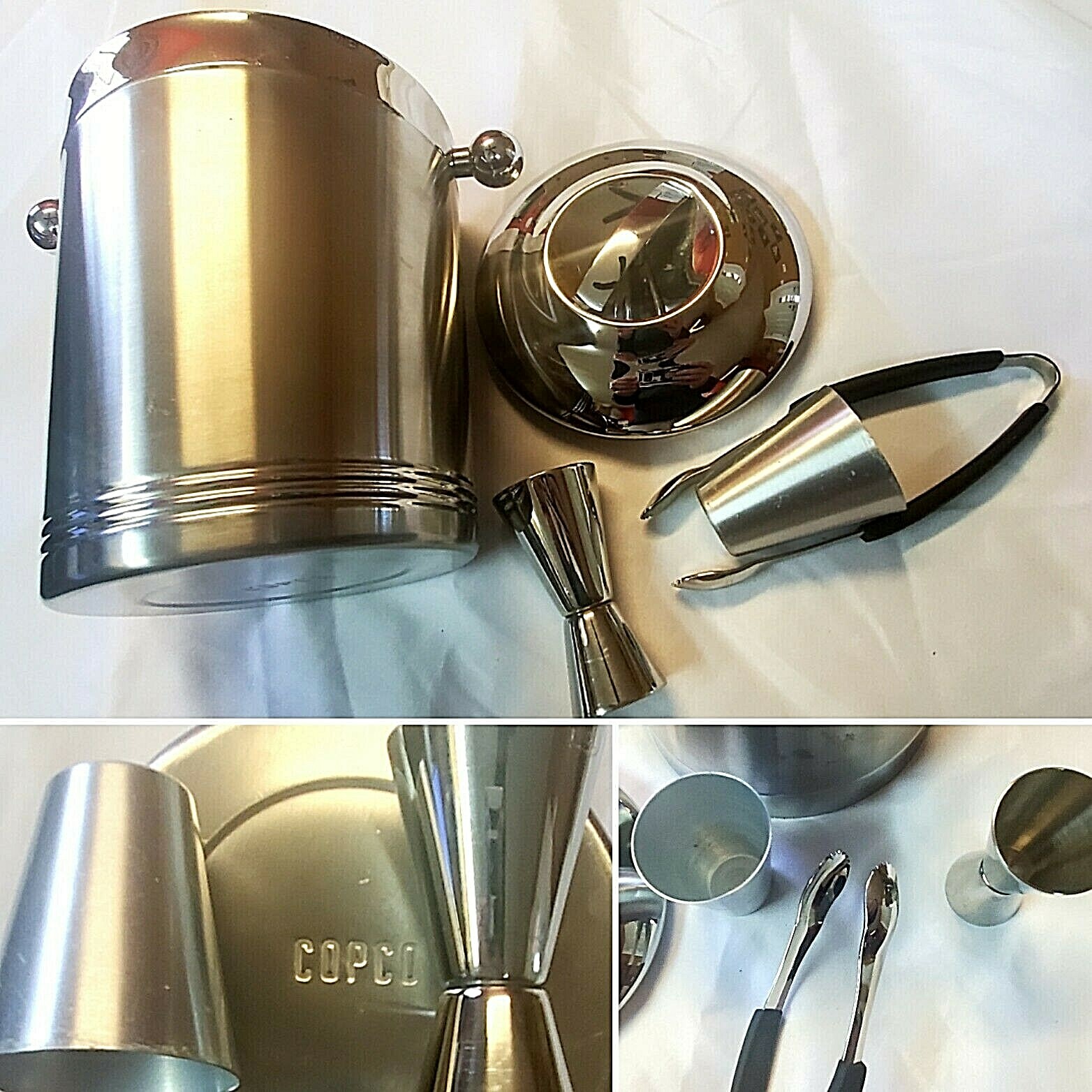 COPCO ART DECO MODERN STAINLESS STEEL ICE BUCKET BARWARE COCKTAIL ...