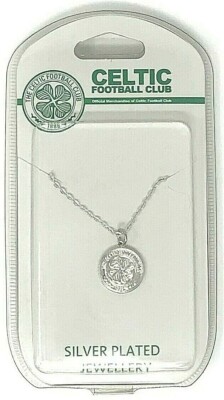 CELTIC FC SILVER PLATED CREST PENDANT WITH 50 CM LONG CHAIN NECKLACE ...