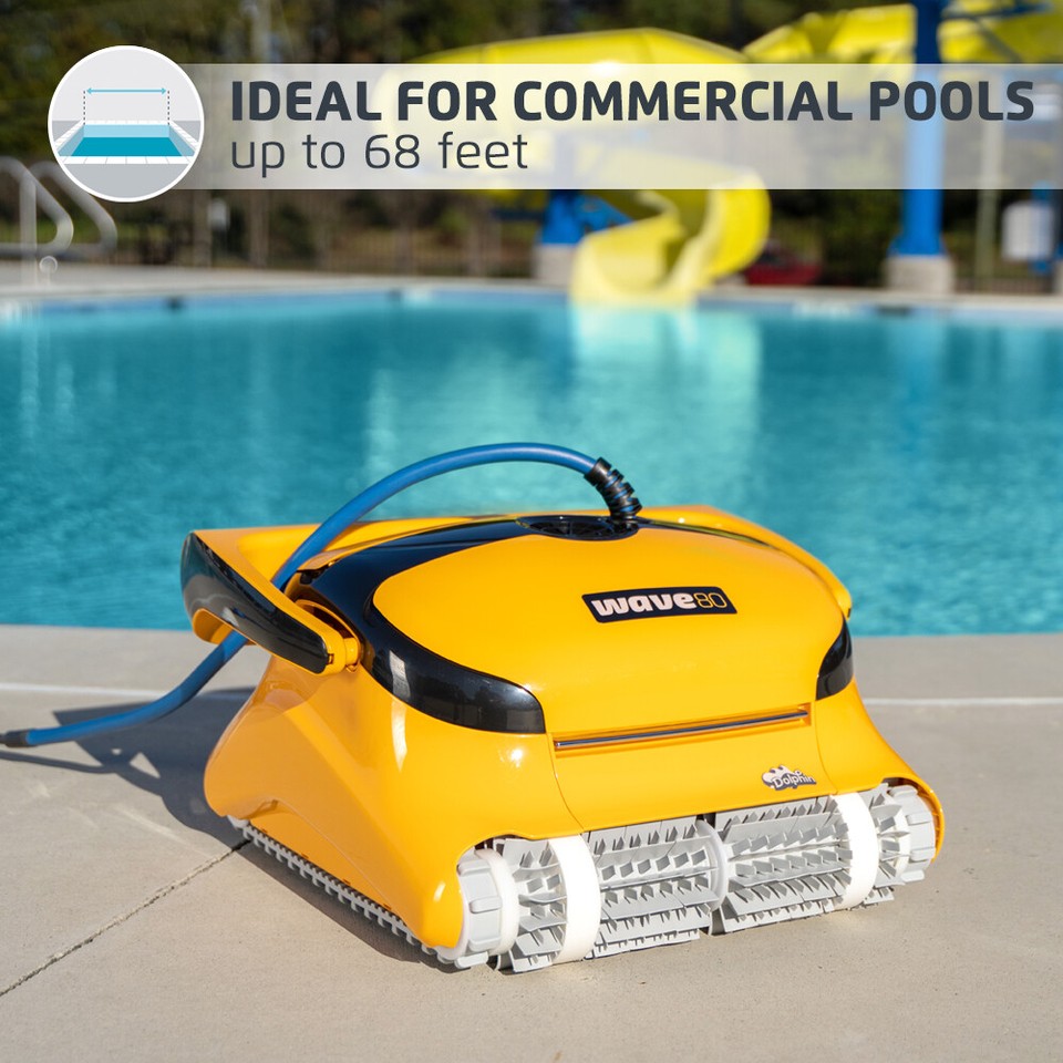 Dolphin Wave 80 Commercial Robotic Pool Cleaner with Caddy For Up to 68 ...
